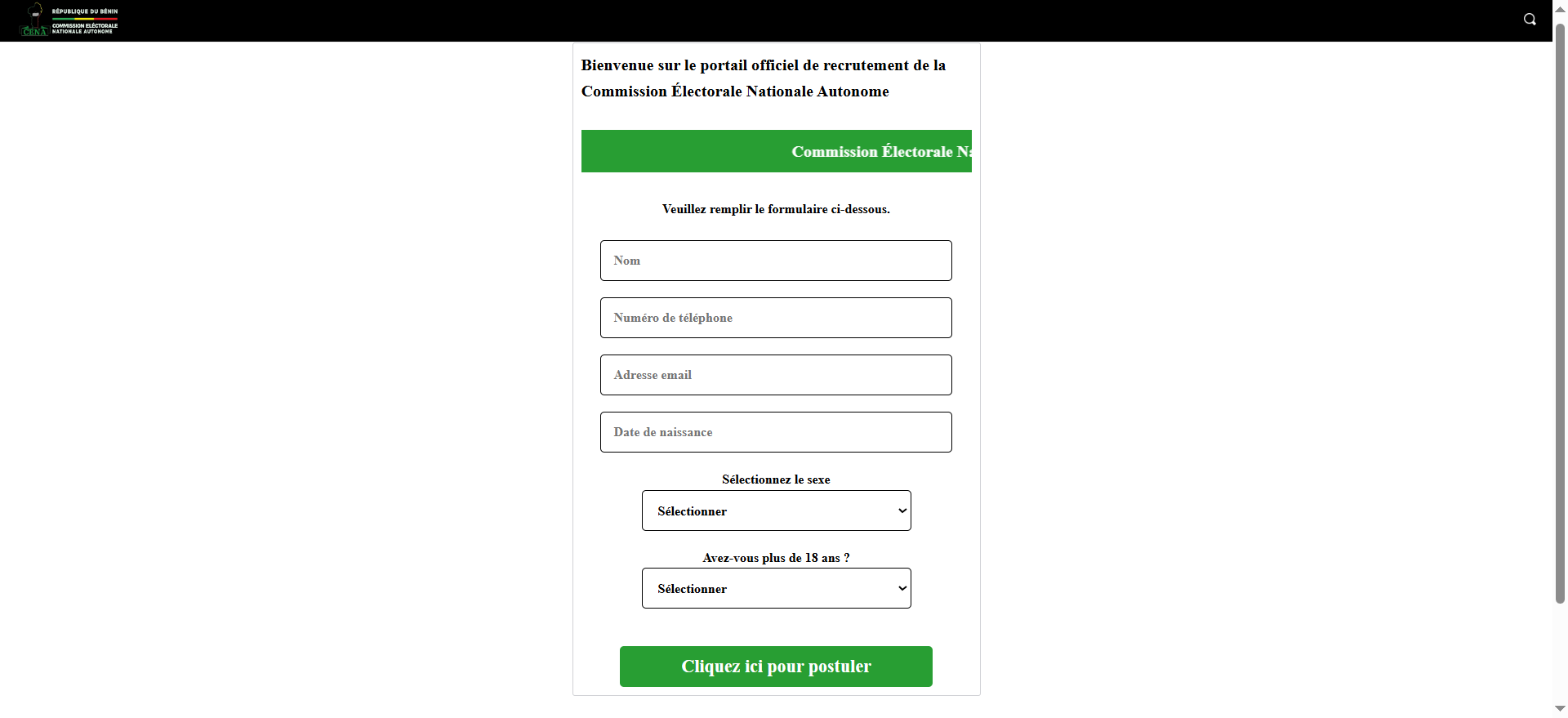 Recrutement à la CENA au Bénin : attention, des risques avec ce faux ...
