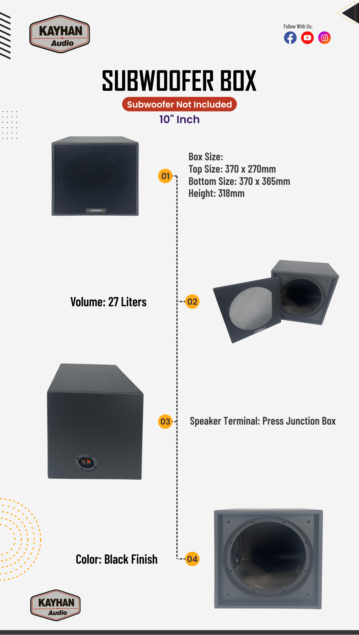 10" Inch Subwoofer Box | Kayhan Audio | Australia