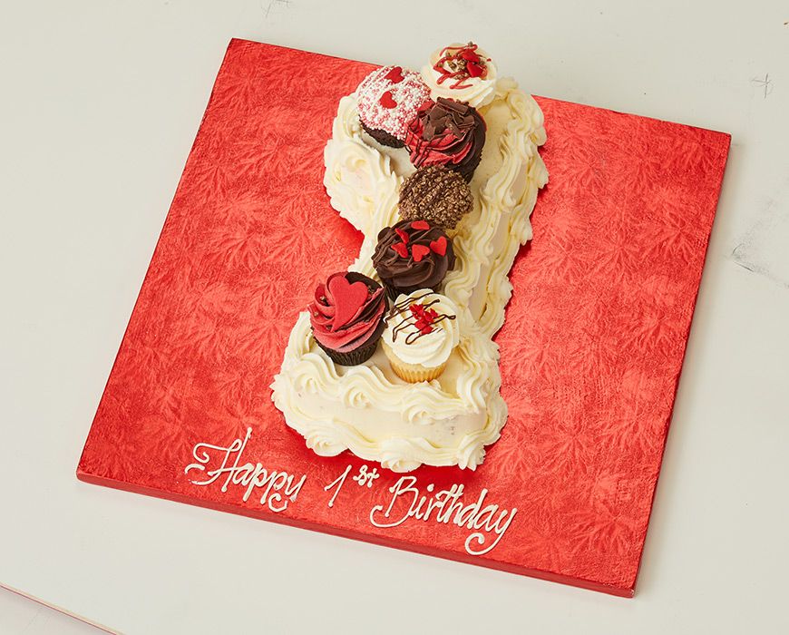 Red Theme - White Mini Number Cake