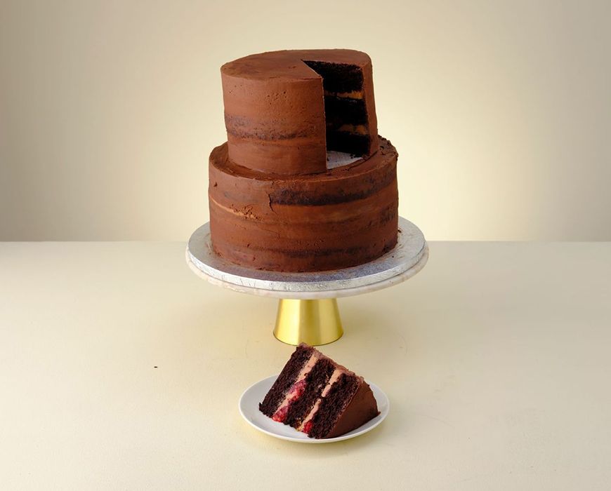 Two Tier Naked Chocolate Wedding Cake Two Tier Naked Chocolate Wedding Cake