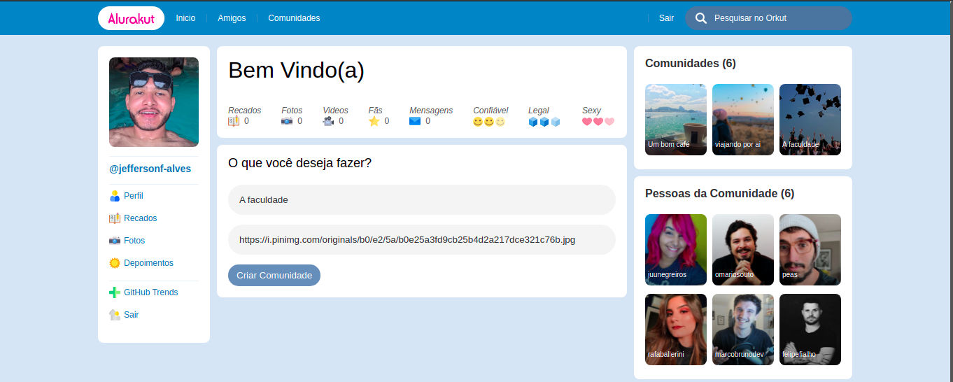 GitHub - jeffersonf-alves/alurakut: Projeto criado na imersão react