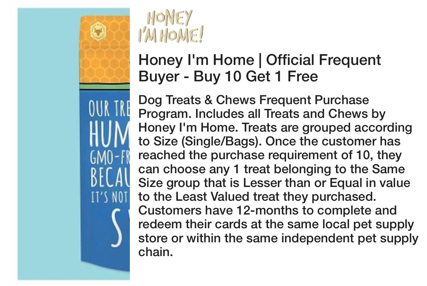 Honey I’m Home Frequent Buyer Program - Myrtle Beach, South Carolina
