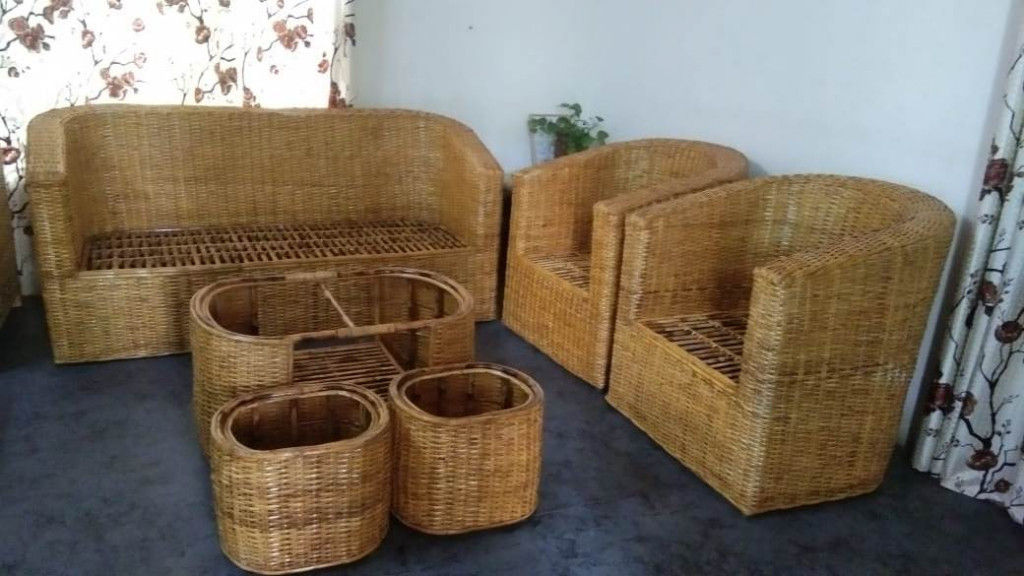 Cane Sofa set Design 21 (#2164),assam cane furniture,cane sofa se