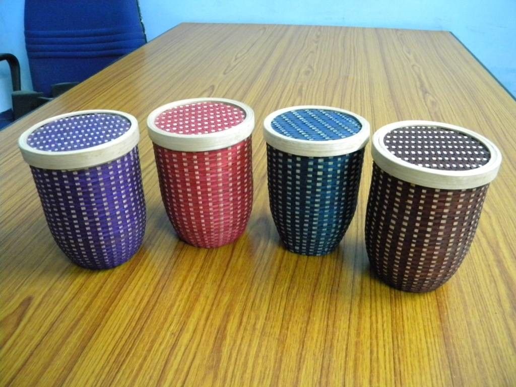 Bamboo Capsule Container set of four (#2381),bamboo basket buy on