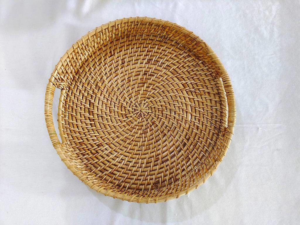 Elegant Handmade Cane Round Serving tray (#2565),cane round tray,