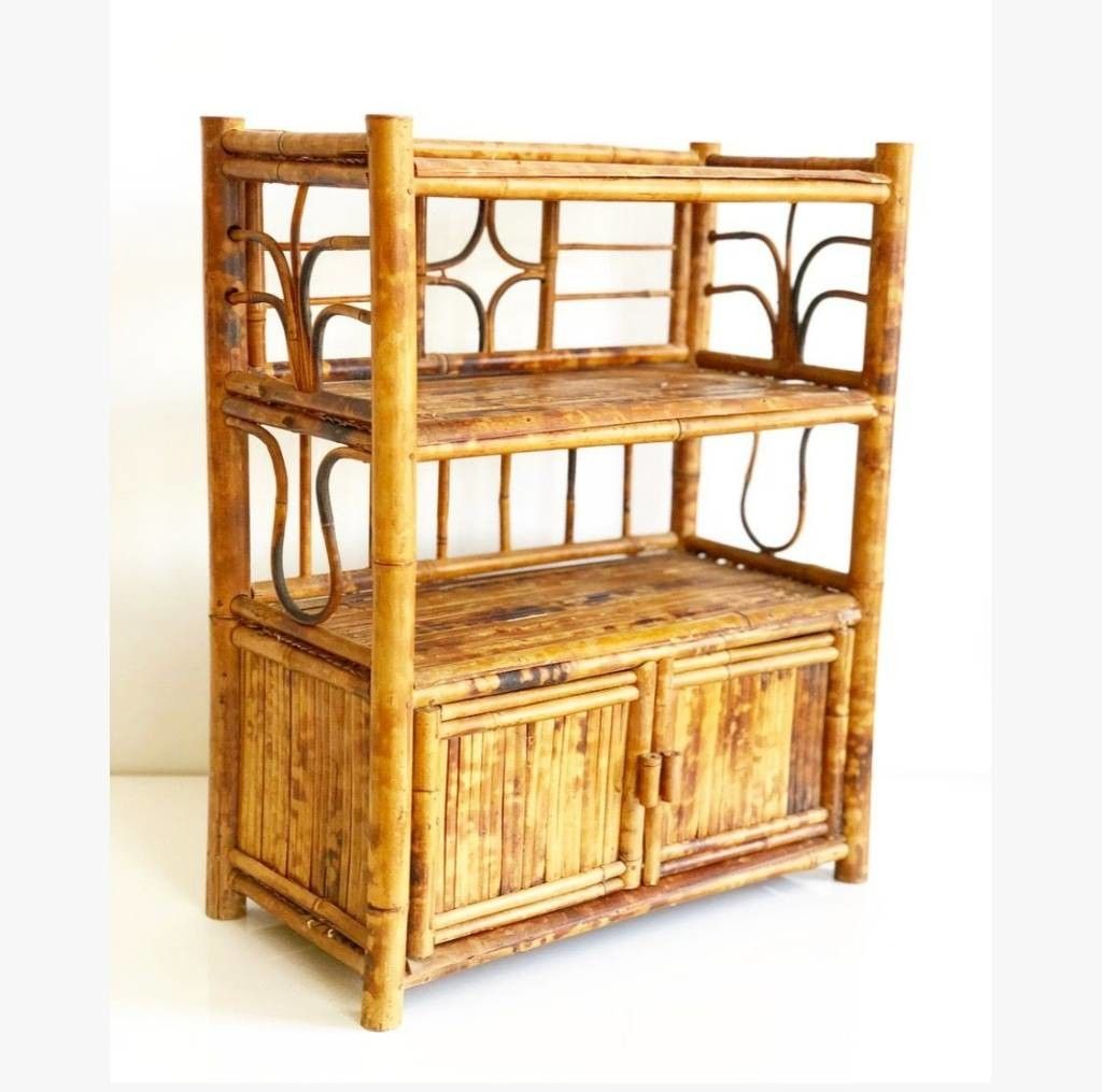 Natural bamboo antique bookshelf with drawer (#3085),bamboo books