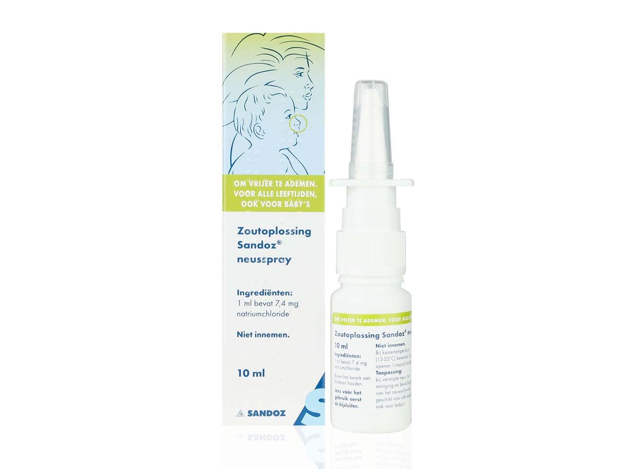 Zoutoplossing Sandoz Neusspray 7,4mg/ml (10 ml). | eFarma Apotheek En ...