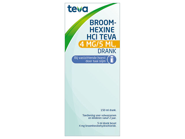 Broomhexine Hcl Teva Drank 0,8mg/ml (150 ml). | eFarma Apotheek En Drogist