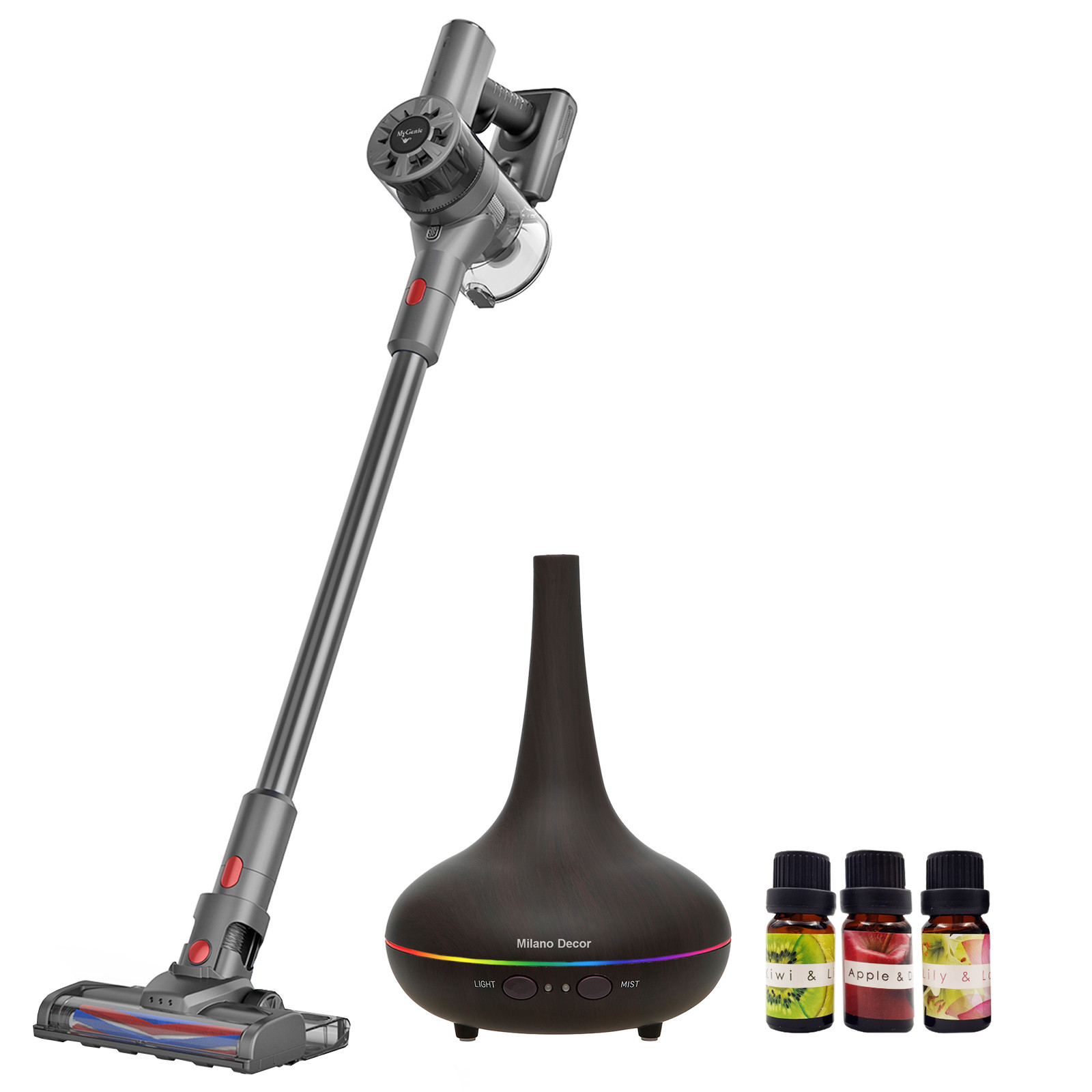 MyGenie Pro Wet Mop 2-In-1 Cordless Stick Vacuum + Bonus Dark Wood ...