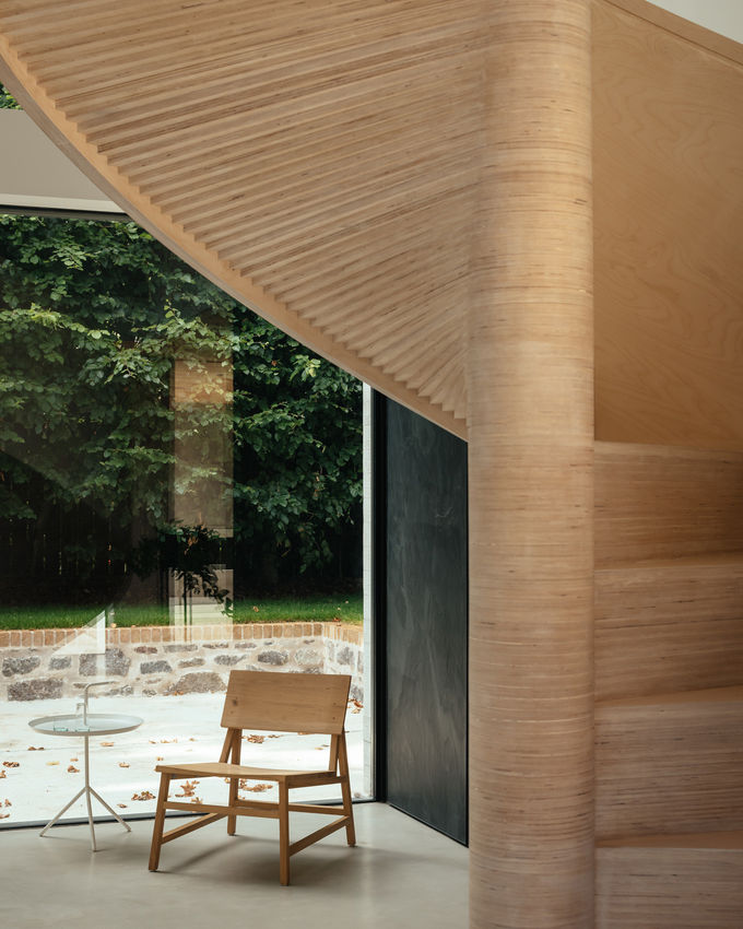The Arbor House | Spiral Staircase, Pivot Door, Cabinetry | Angus+Mack