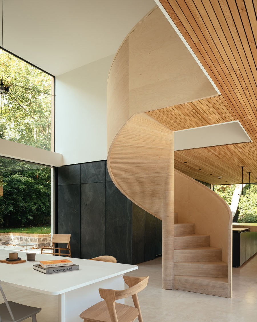 The Arbor House | Spiral Staircase, Pivot Door, Cabinetry | Angus+Mack