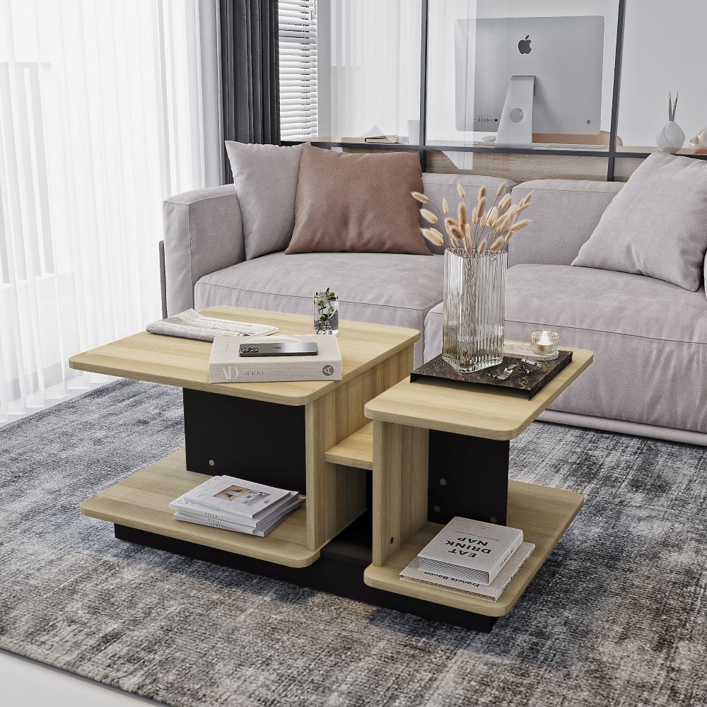 Aberto Coffee Table Acacia and Slate Grey Color Engineered Wood