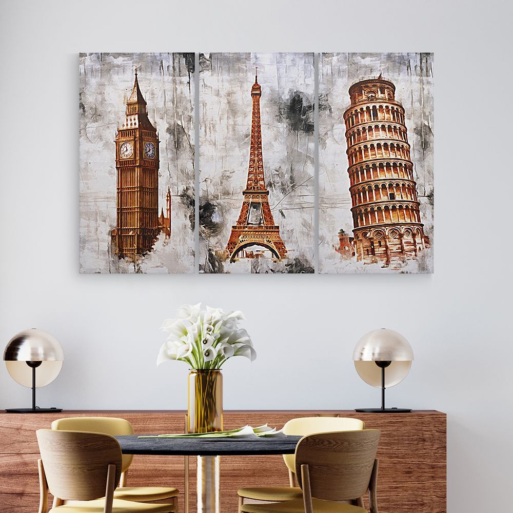 Buy Around The World Wall Painting - Set Of 3 Online At Best Price In ...