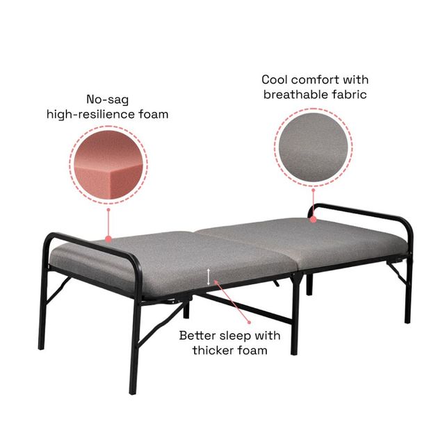 Wakefit Metal Folding Bed Single Size with High Resilience Foam ...