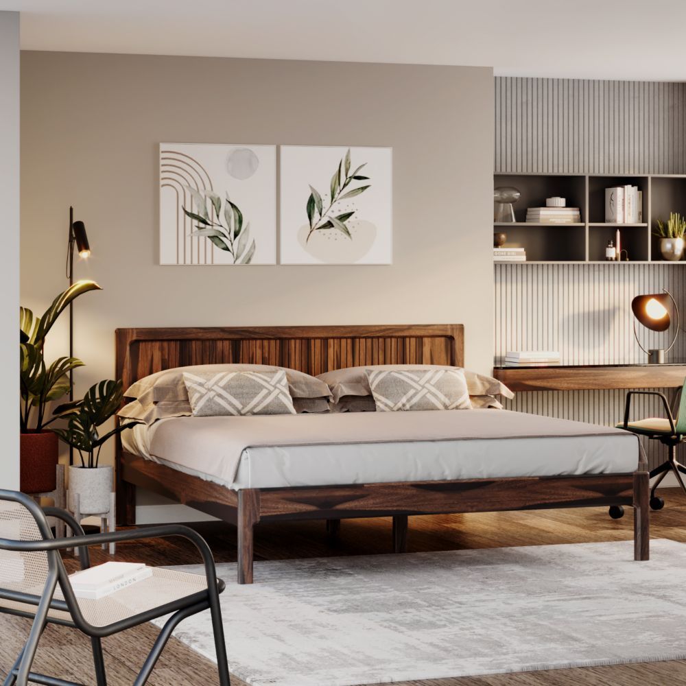 Wakefit solid wood bed store