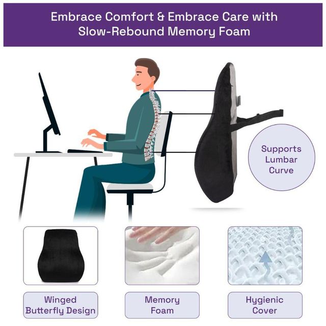 Buy Back Support For Chair | Best Back Support Pillow | Wakefit