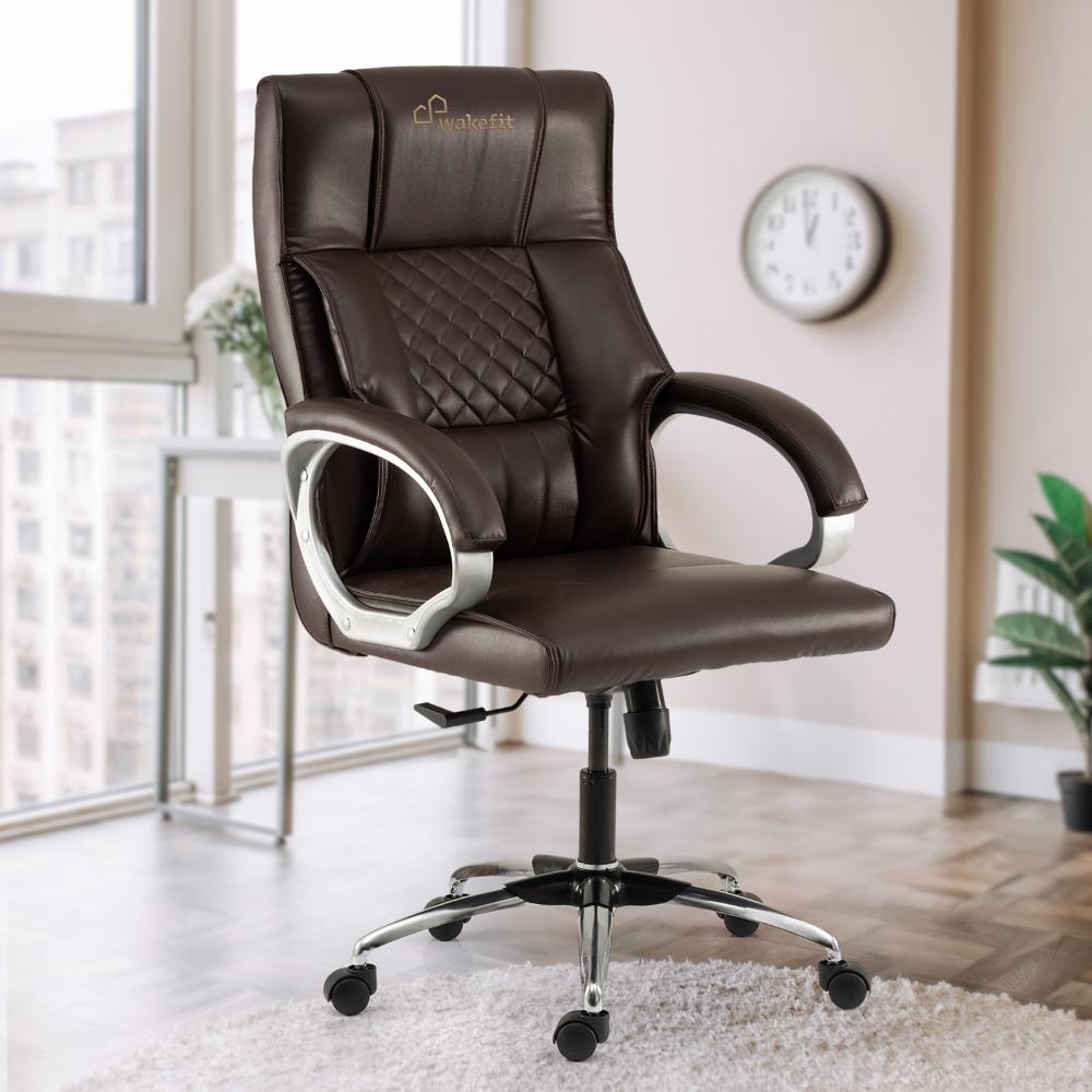 Allen Chrome Base Boss Chair Brown