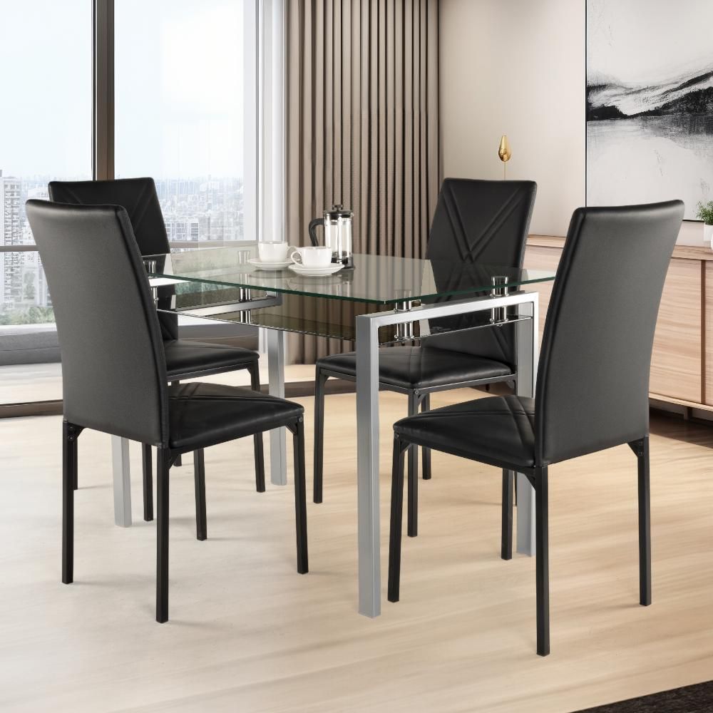 4 seater glass dining table set price store