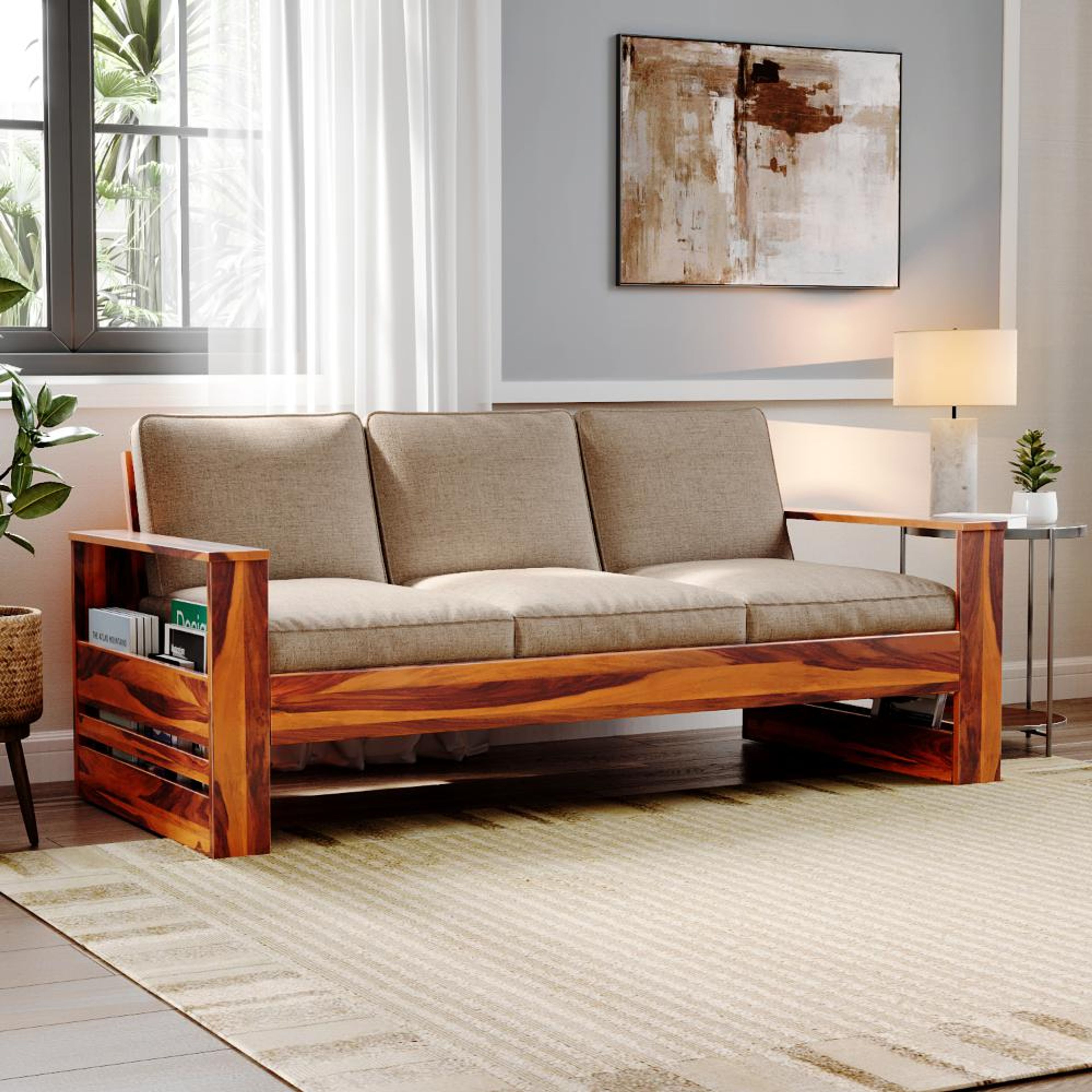 solid wood sofa 3 seater