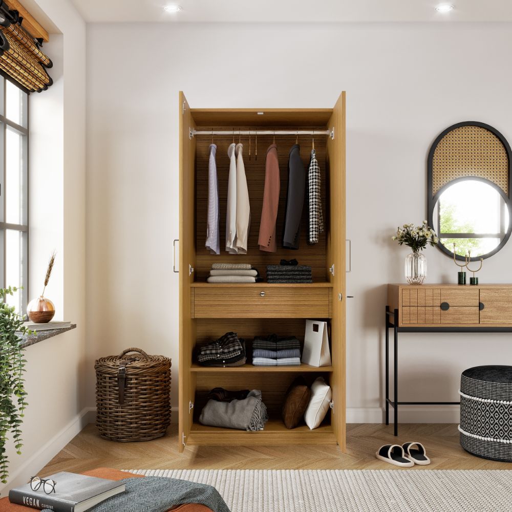 Buy Gingham 2 Door Wardrobe with Drawer for ₹11098 | Wakefit