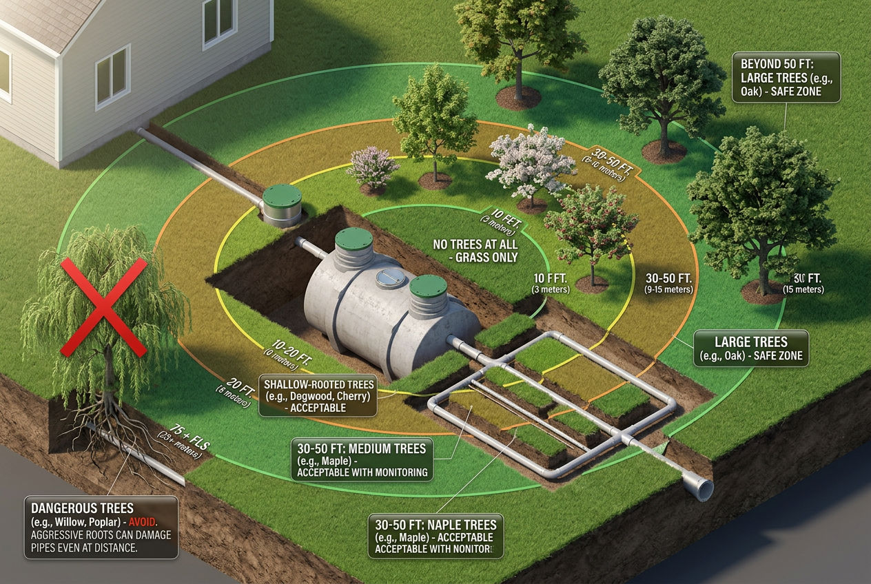 Trees Near Septic: Safe Distances (2026) | SepticTankHub