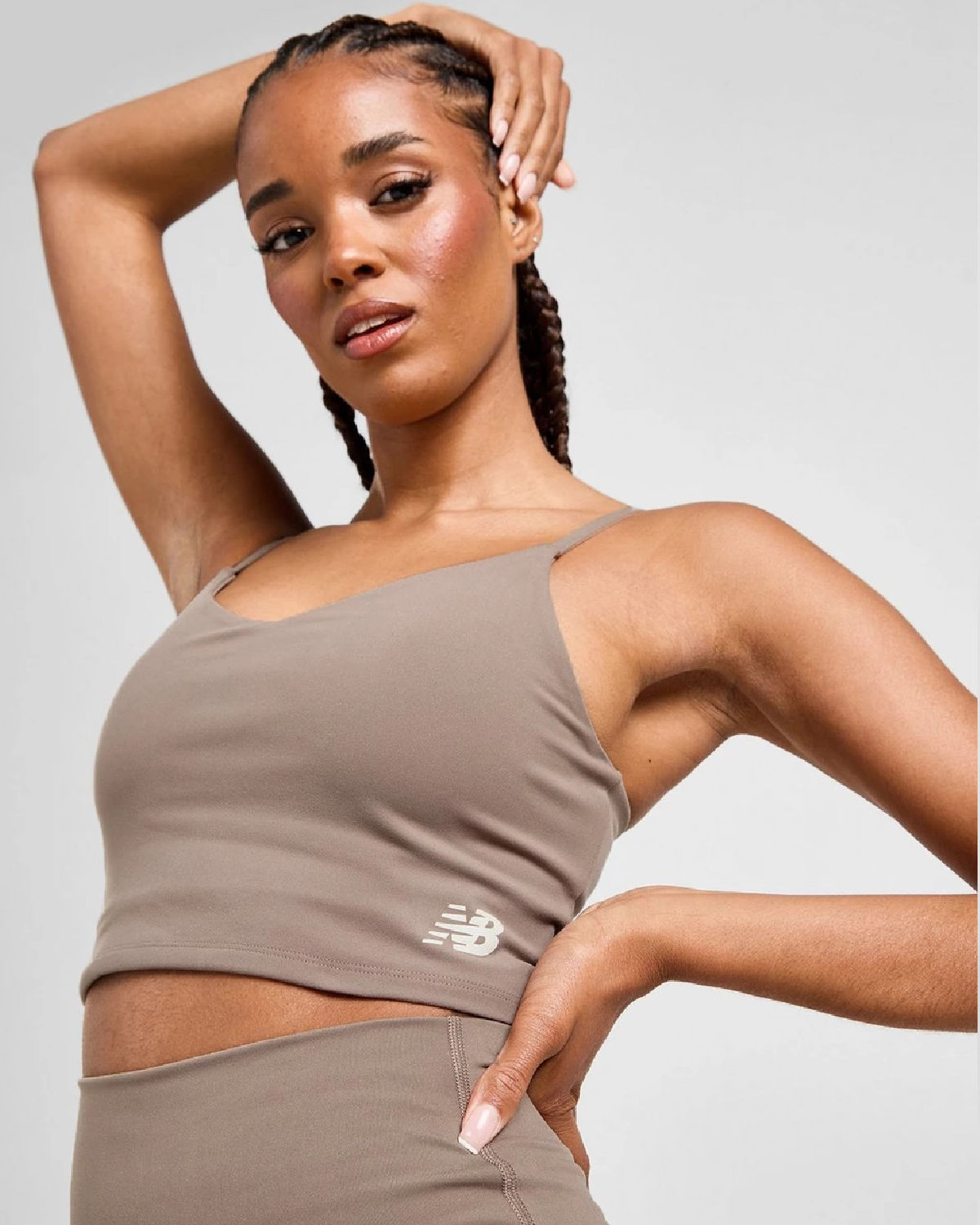 New Balance Logo Sports Bra Mushroom Brown