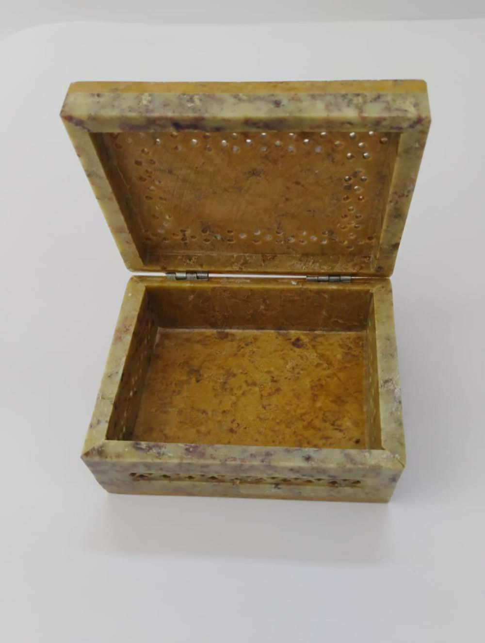 3X4X1.5-inch Hand Painted Soap Stone Jali Box - Parampara