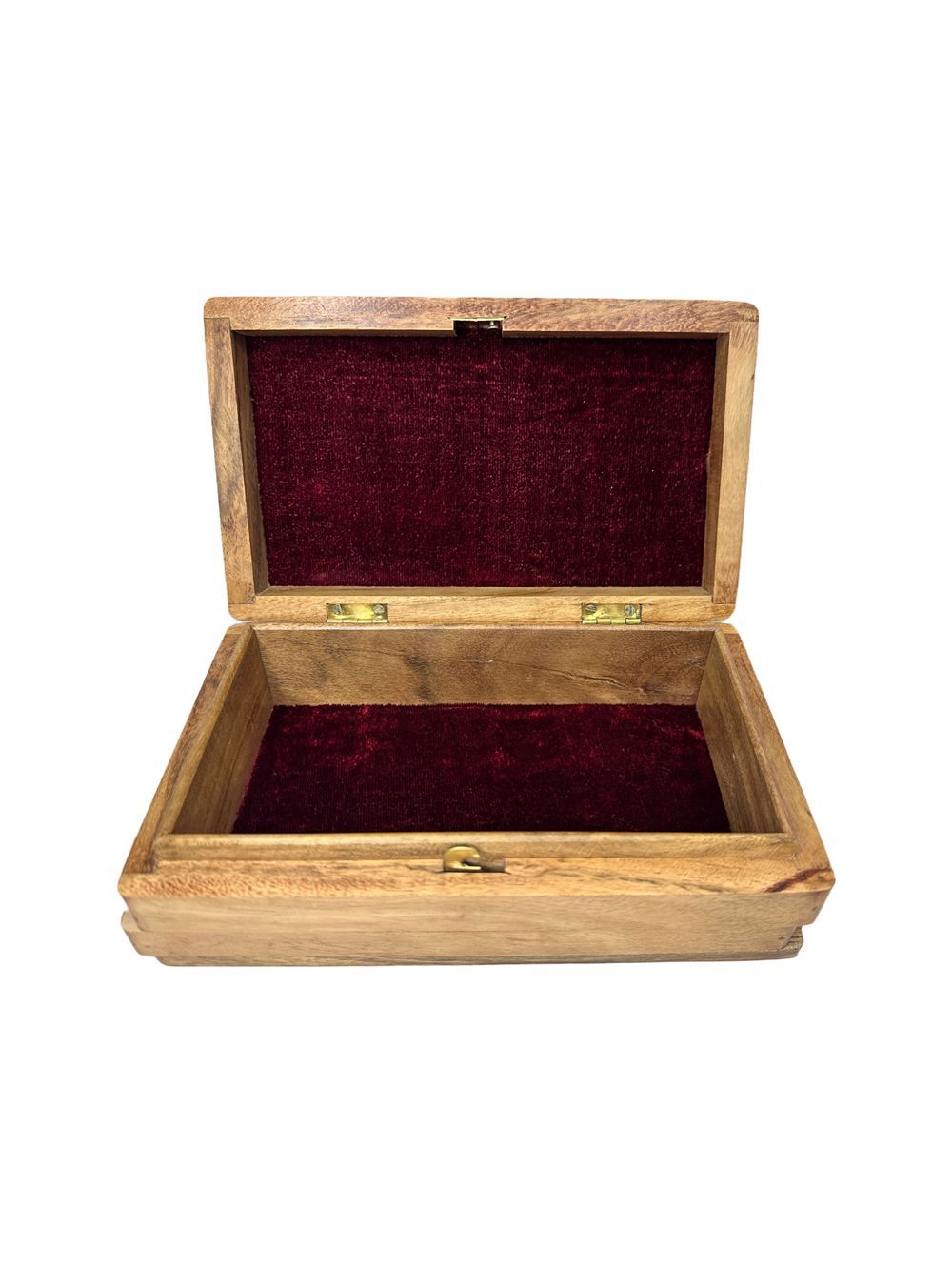Hand Made Acacia Wood Round Flower Hand Carved Box With Velvet Lining ...