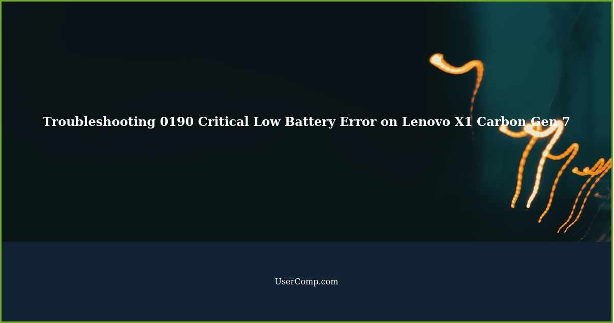 0190 Critical Low Battery Error on Lenovo X1 Carbon Gen 7 ...