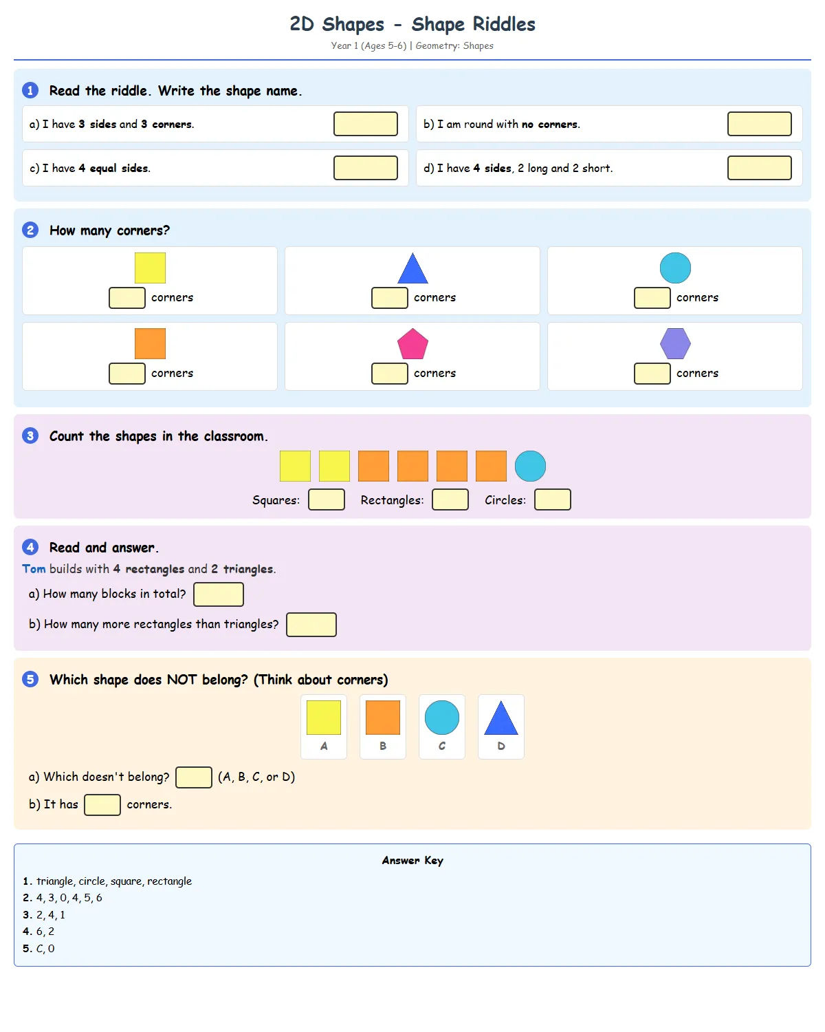 2D Shapes - Shape Riddles - Free Printable Year 1 (Gra...
