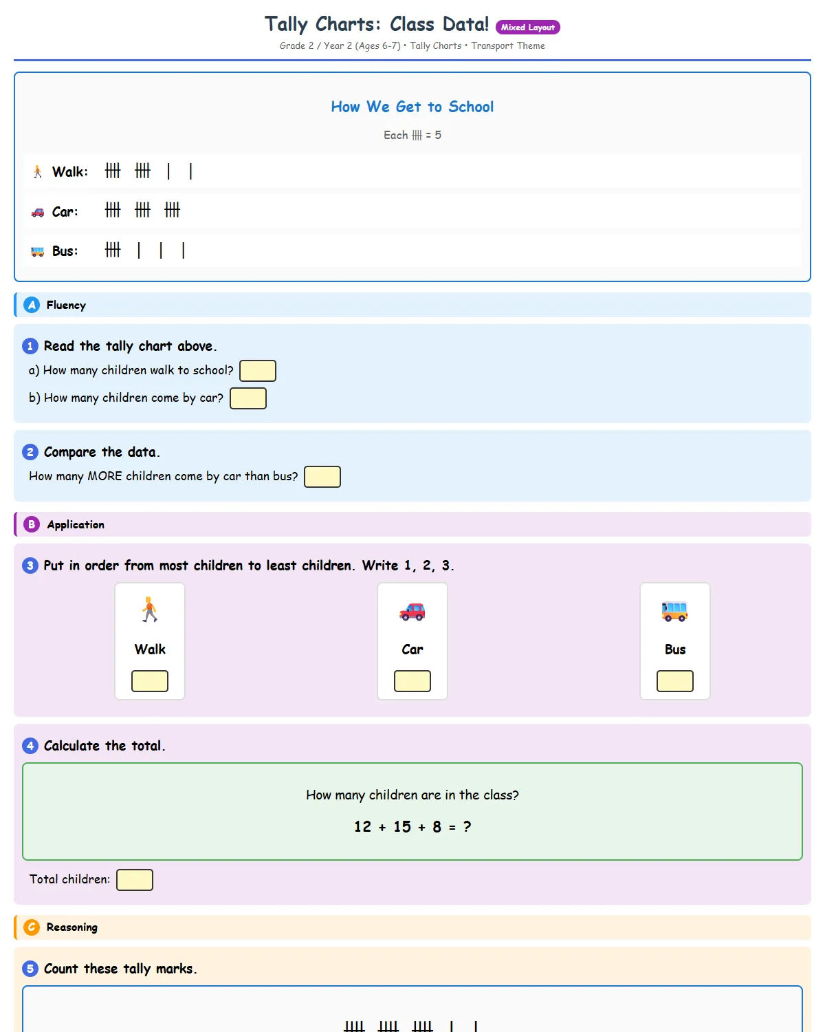 Tally Charts: Class Data! - Free Printable Year 2 (Gra...