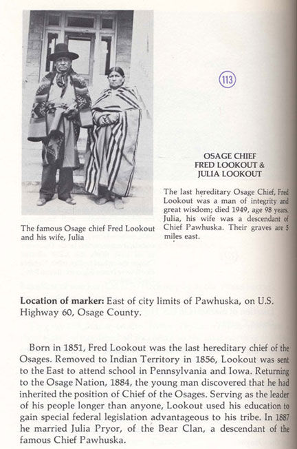Osage Chief Fred Lookout & Julia Lookout | Fort Tours