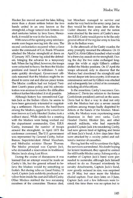Modoc War - Fort Tours