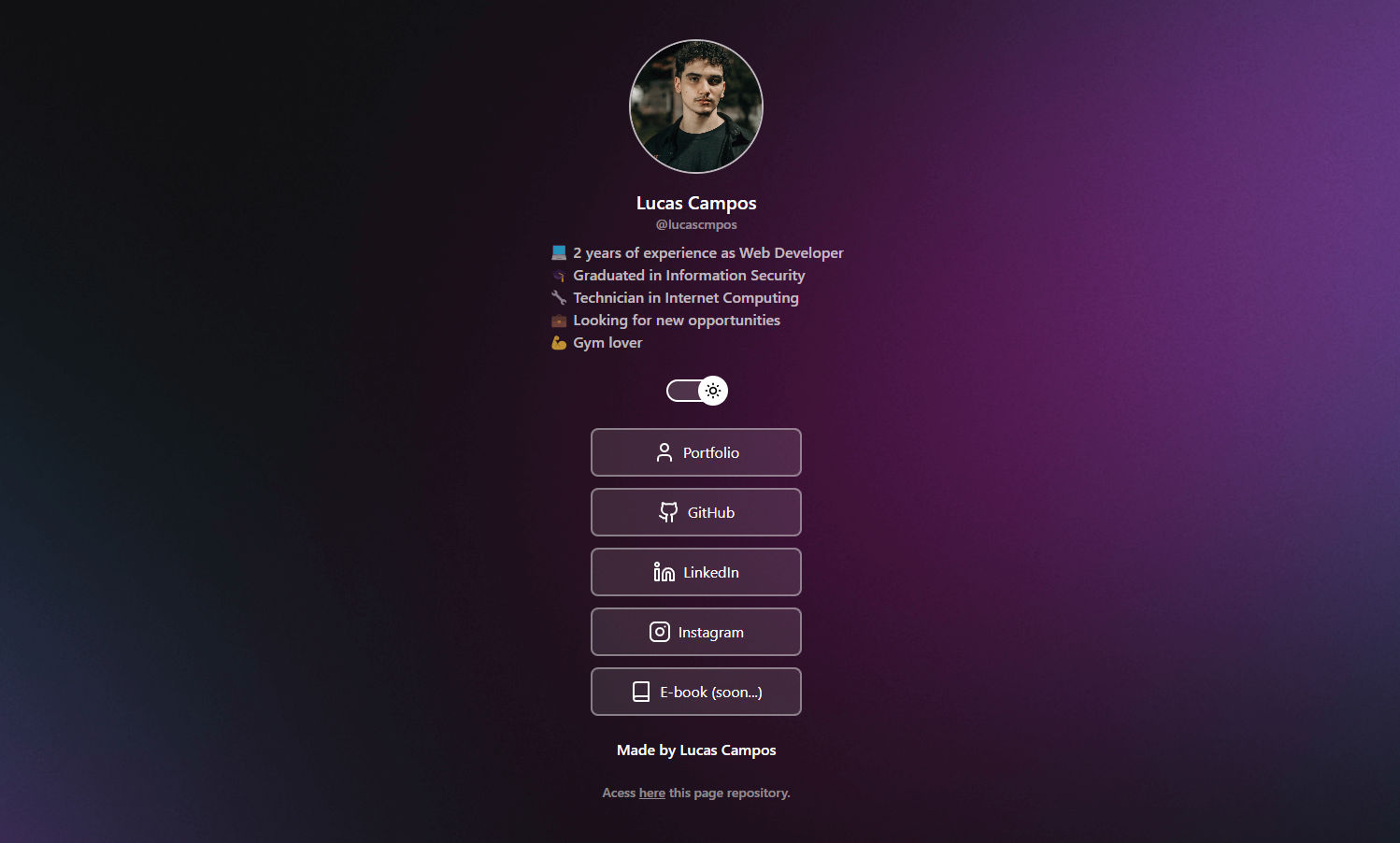 GitHub - lucascmpos/allmylinks: Application with my links, light and ...