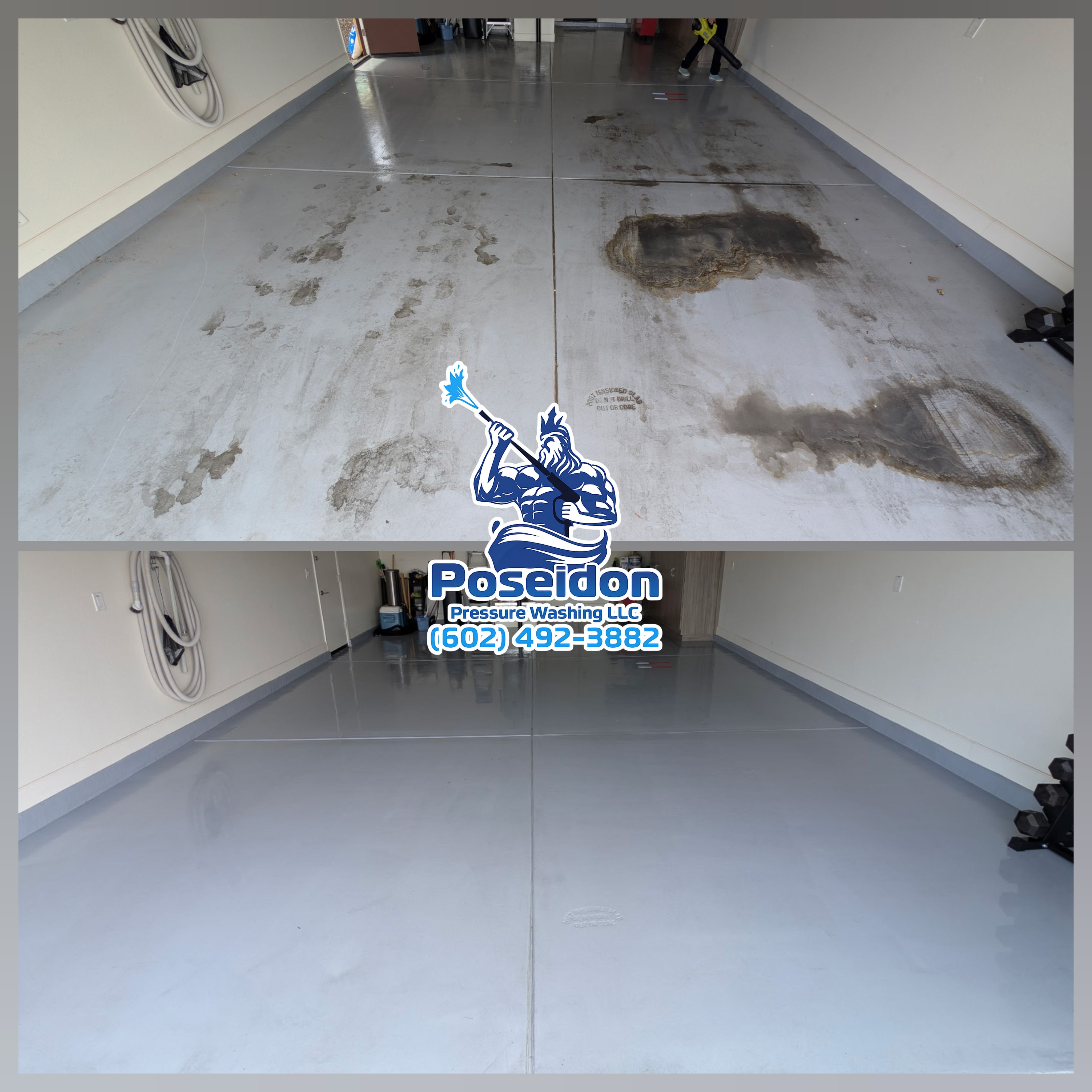 Garage Floor Transformation with Poseidon Pressure Washing | Poseidon ...