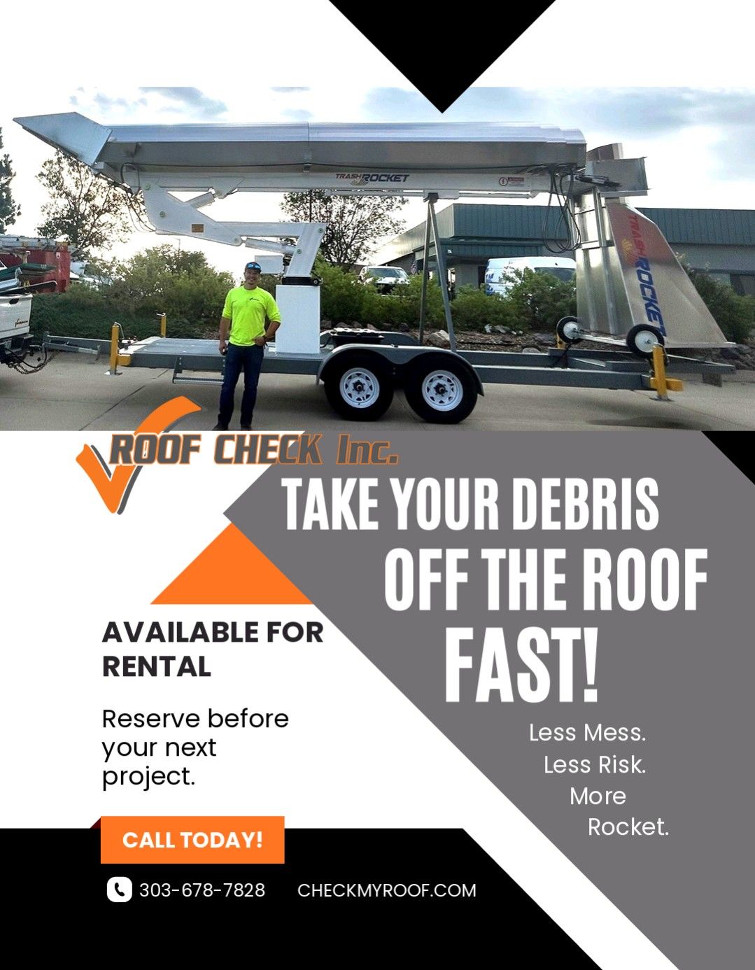 Trash Rocket Rental Service for Efficient Debris Removal | Roof Check Inc