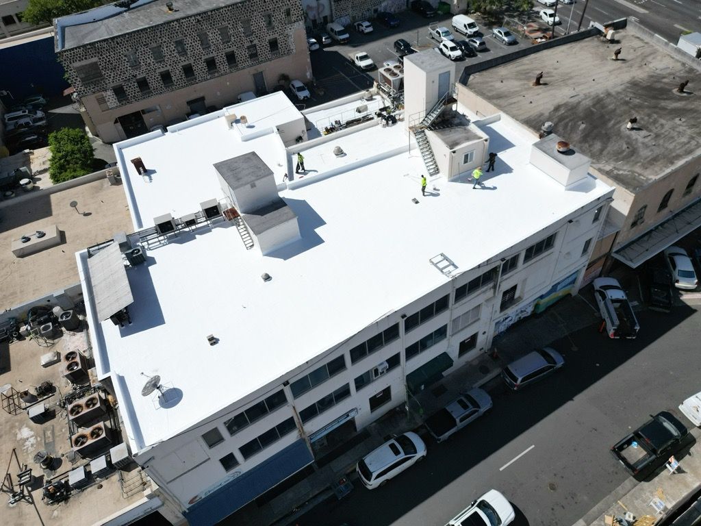 Downtown Commercial White-Roof Maintenance | All Around Roofing ...