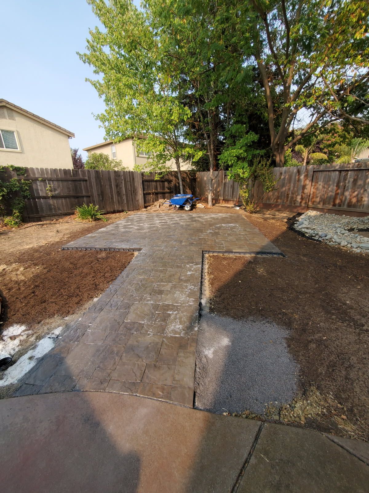 T-Shaped Backyard Path Installation | Guerrero Landscaping Inc