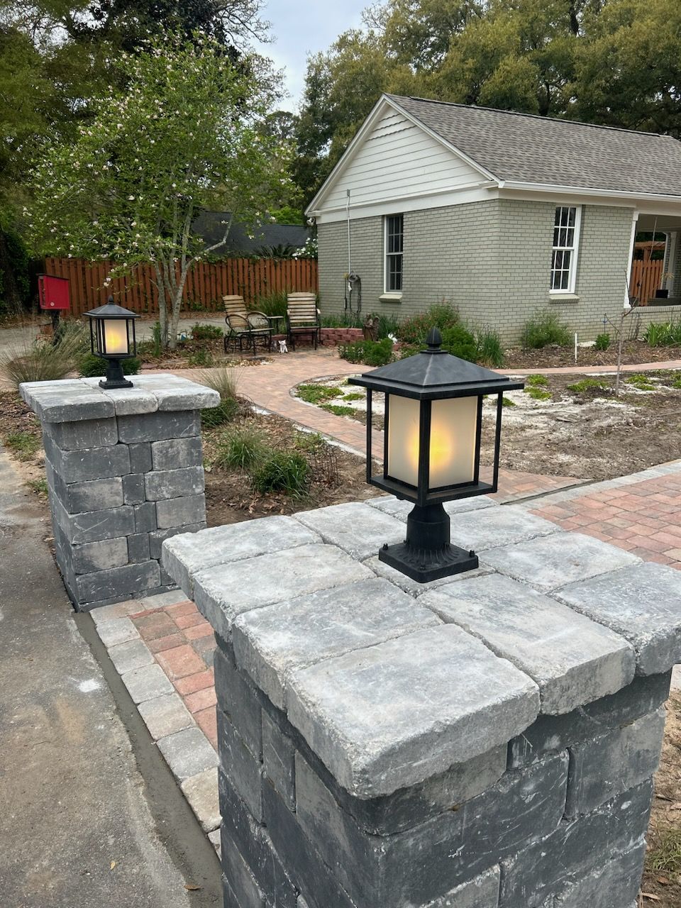 Stone Pillars and Lighting Installation for Entrance | Talquin ...