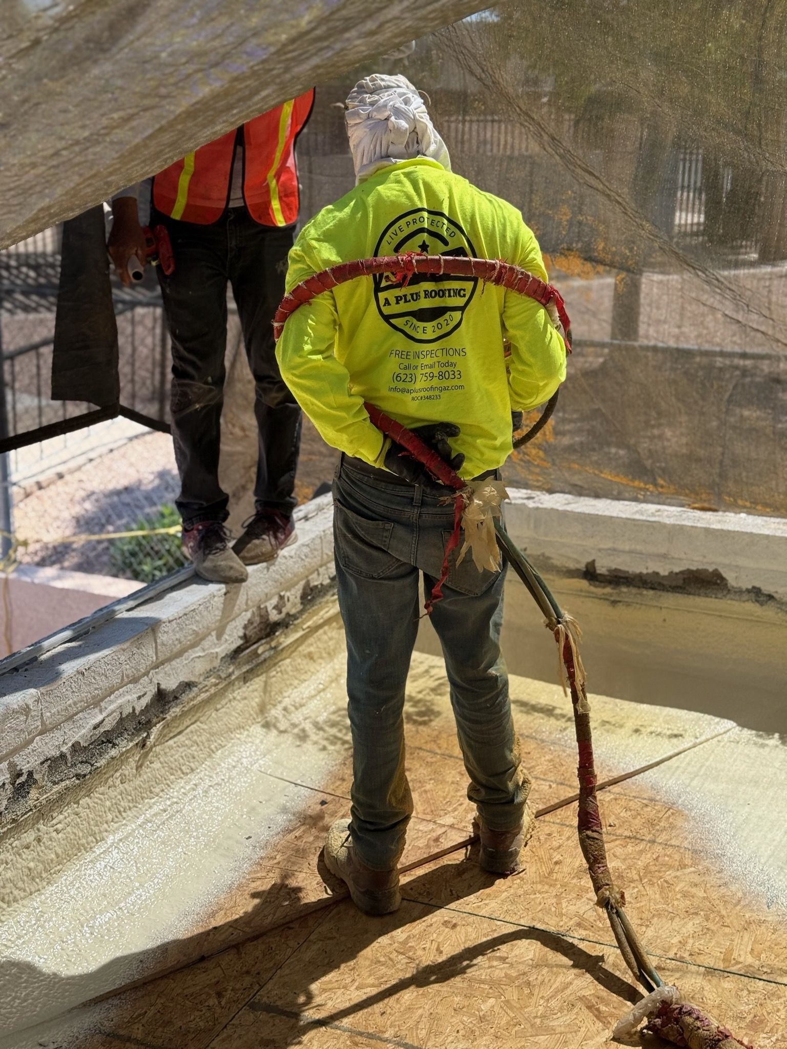 Flat Roof Foam Installation | A Plus Roofing