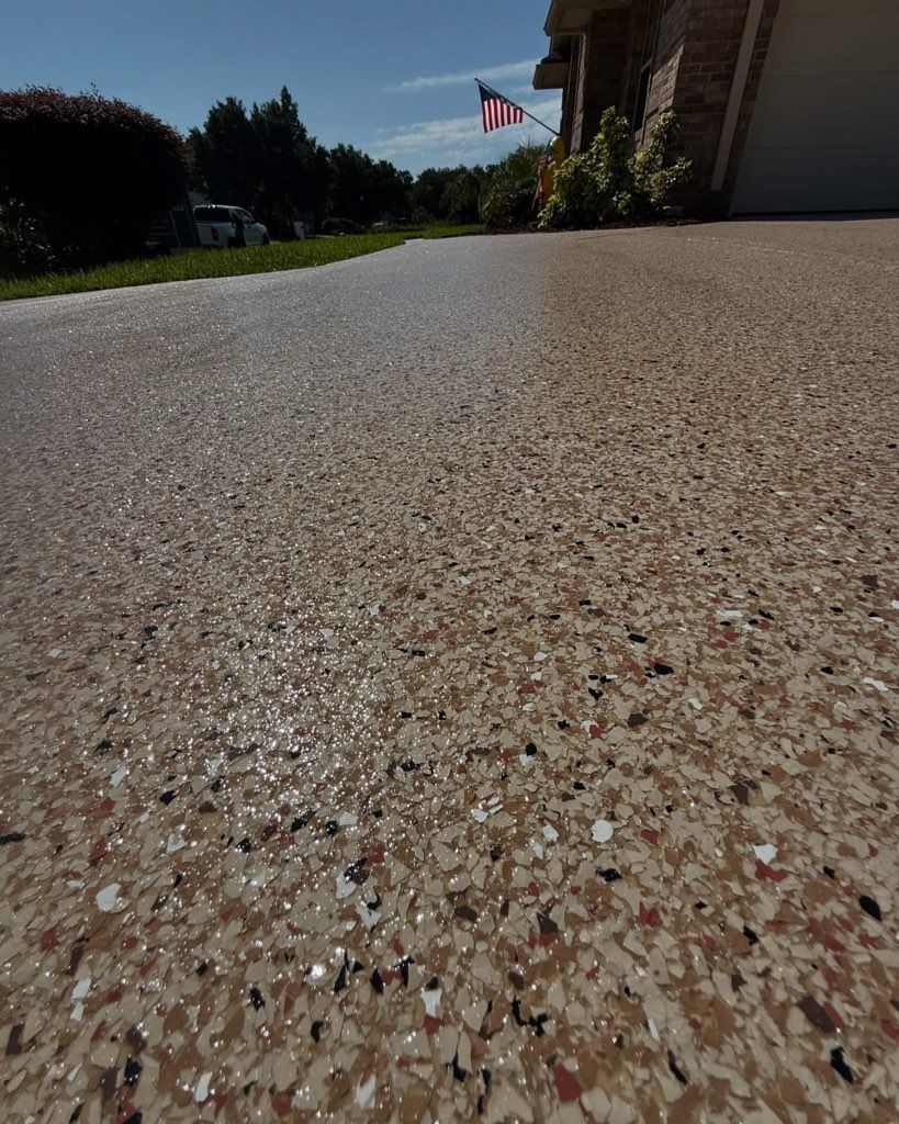 Texas Flake Epoxy Driveway Transformation Success | Surface Solutions
