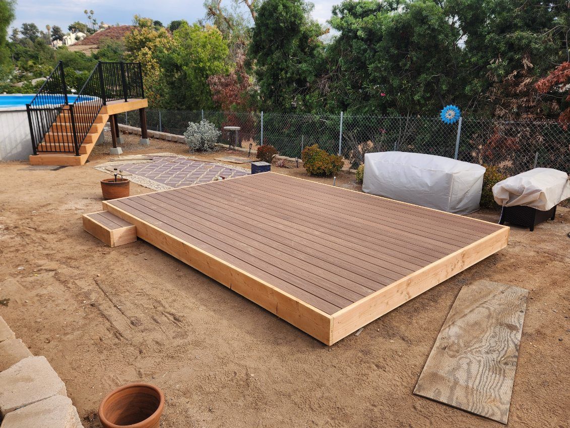 Beautiful Floating Trex Deck in El Cajon Transformation | Renewabuilt Inc