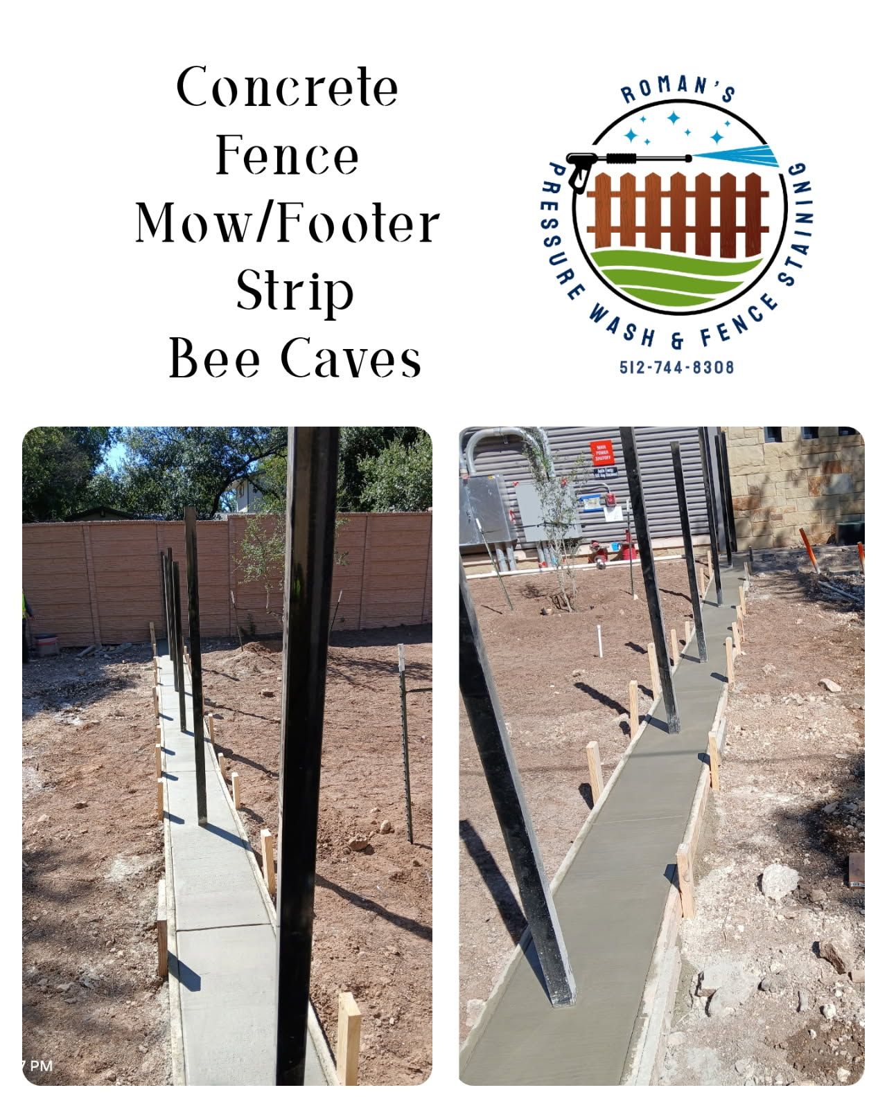 Bee Caves Concrete Fence Mow Strip Installation Success | Roman’s ...