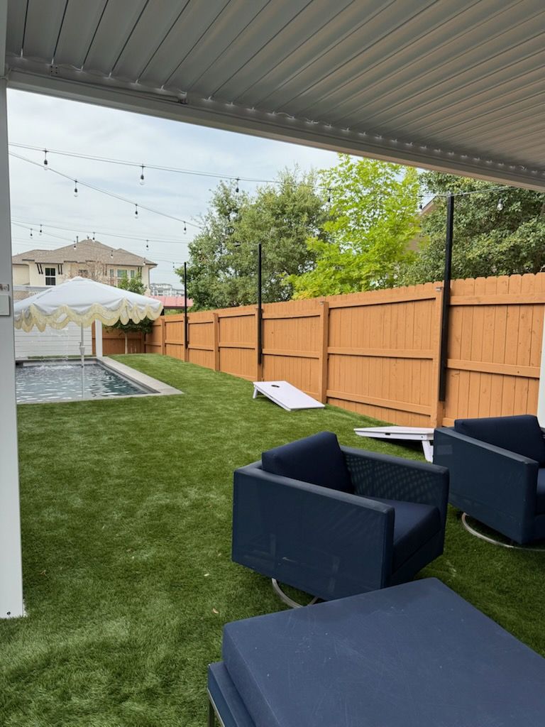 Backyard Oasis with Artificial Turf and Lighting | Champion Outdoor ...