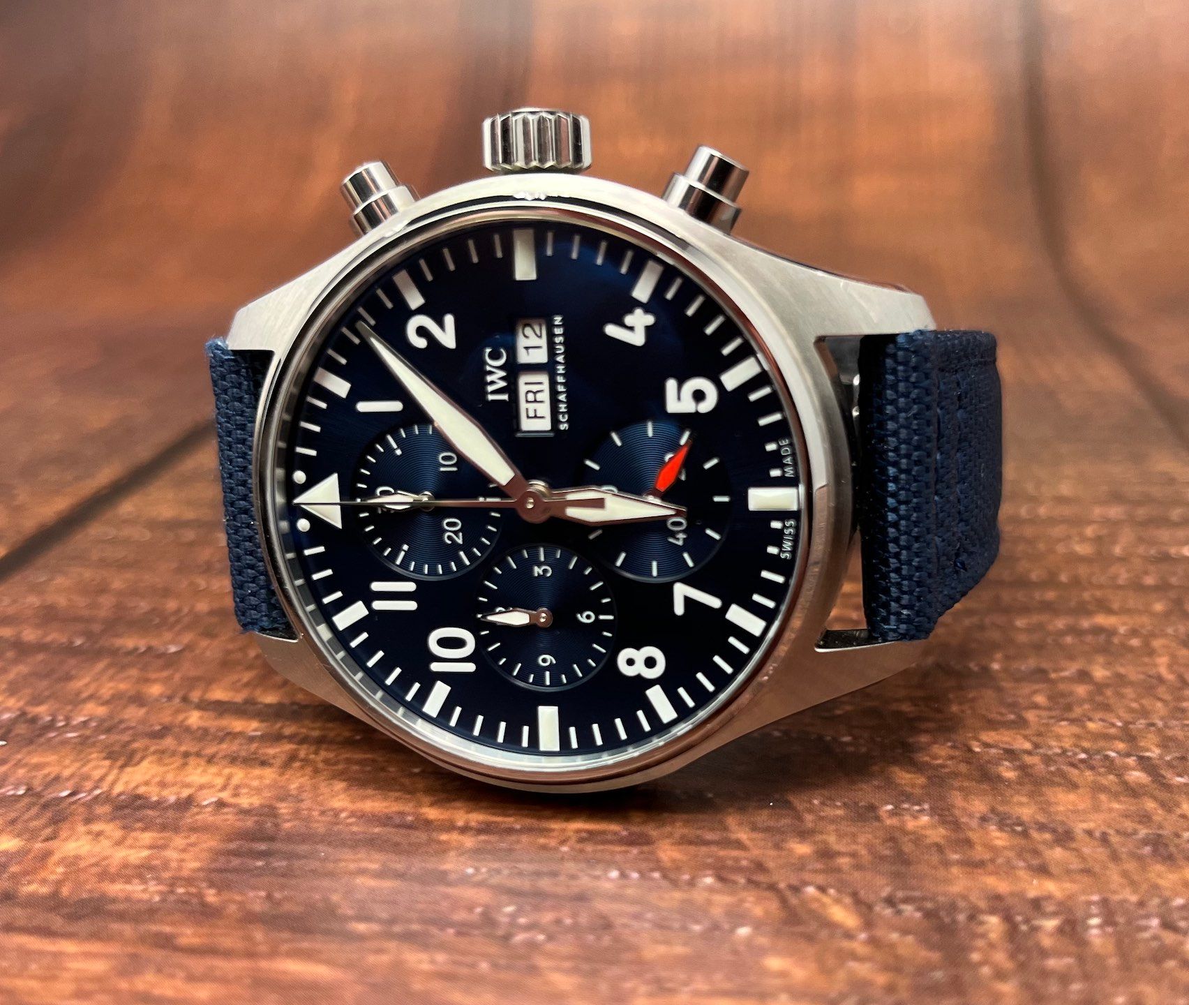 Luxury Watch Den. IWC Pilot Chronograph Blue Dial