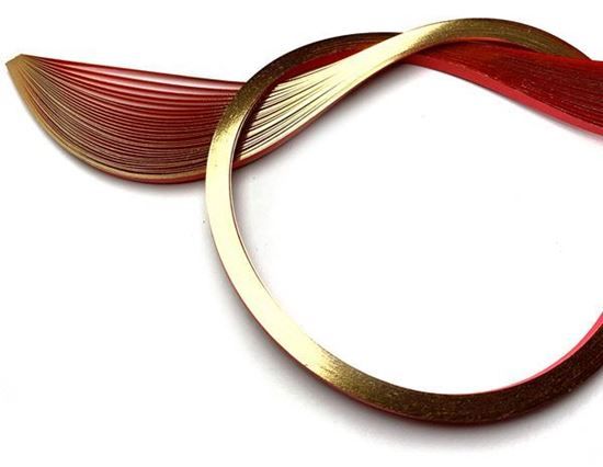 Red Quilling Paper with a Gold Metallic Gilded Edge