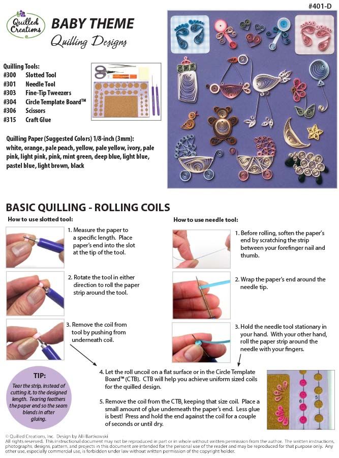 Baby Theme Quilling Kit Instructions