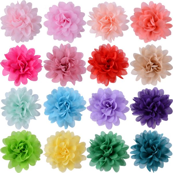 Wholesale 10 cm Diameter Solid Color Chiffon Flowers
