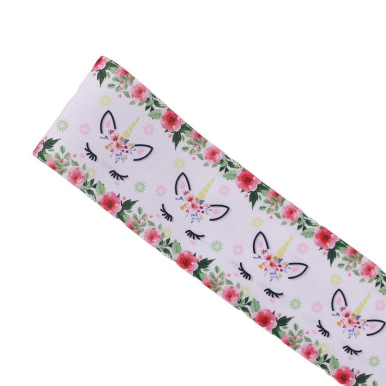 3 inch 75mm wide custom gold foil unicorn printed grosgrain ribbon