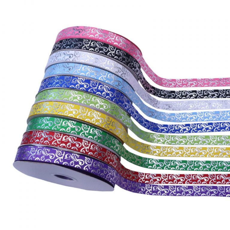 Wholesale 7/8'' Luxury silver foil printed grosgrain ribbon